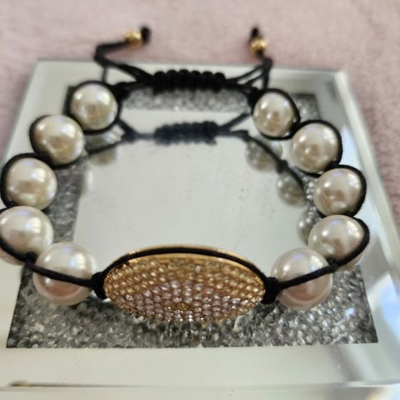 Joan Boyce | Jewelry | Joan Boyce Pearl Corded Bracelet With Gold ...